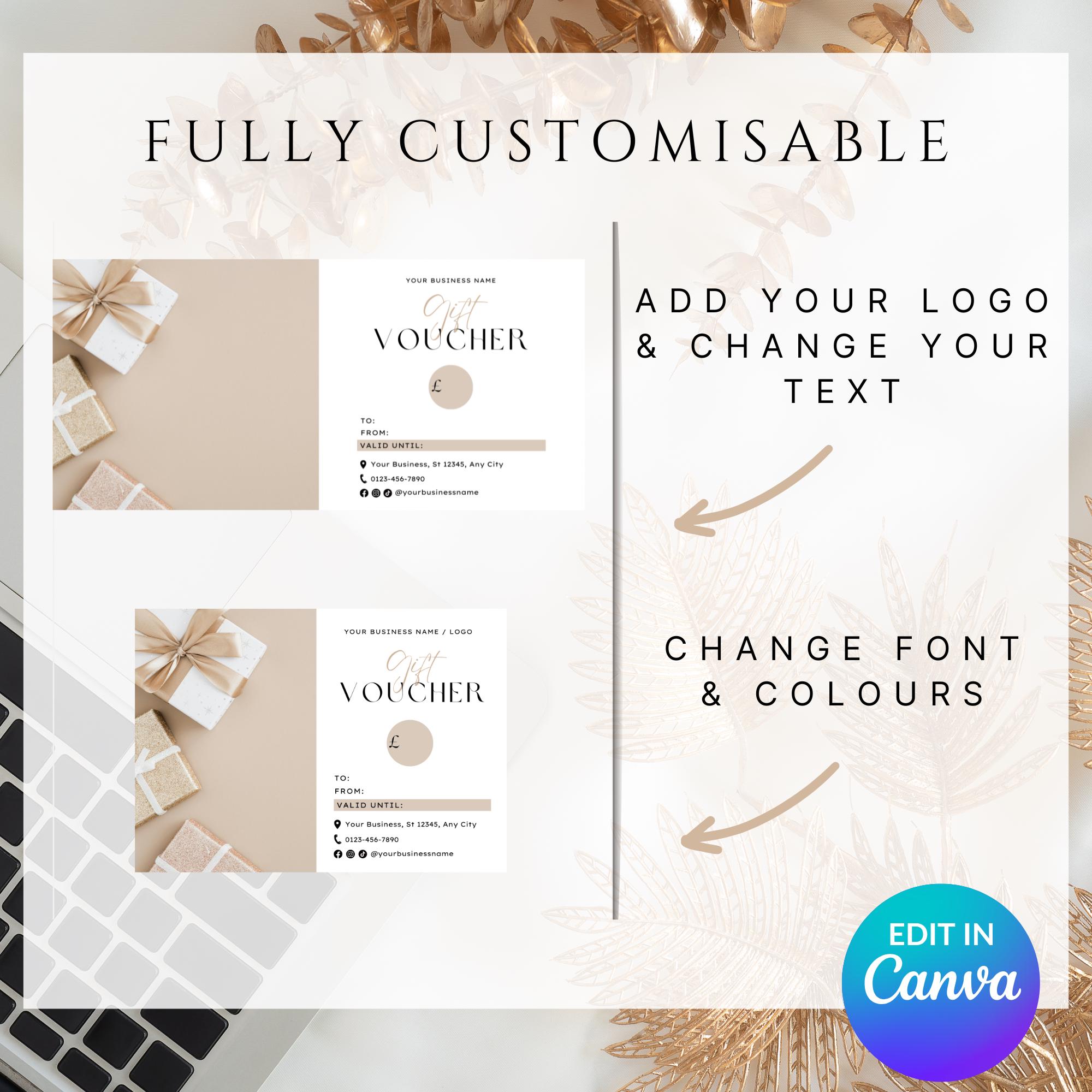 Editable Gift Voucher Template | Digital Download | Printable Gift ...