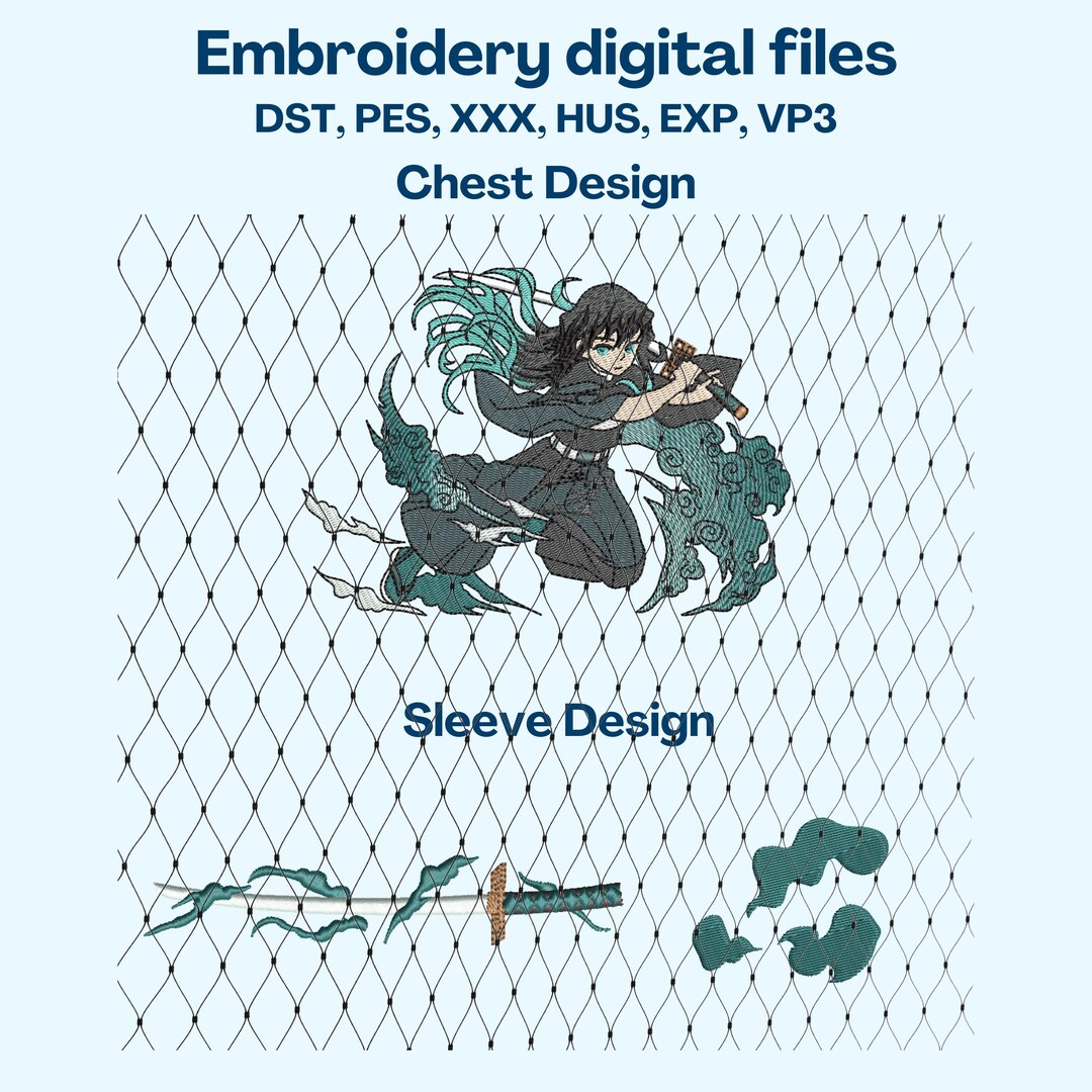 Embroidered Anime DST PES Digital Design, Unique Breathing Skill File ...