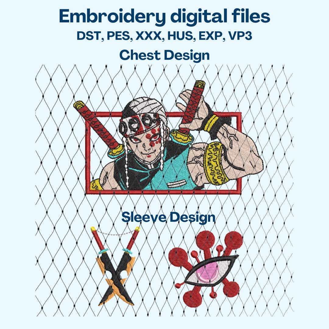 Embroidered Anime DST PES Digital Design, Unique Breathing Skill File ...