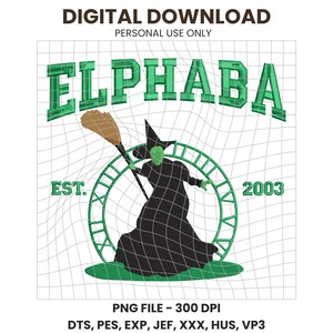 Wicked Elphaba Glinda Embroidery Design: PNG, DST, PES (digital File ...