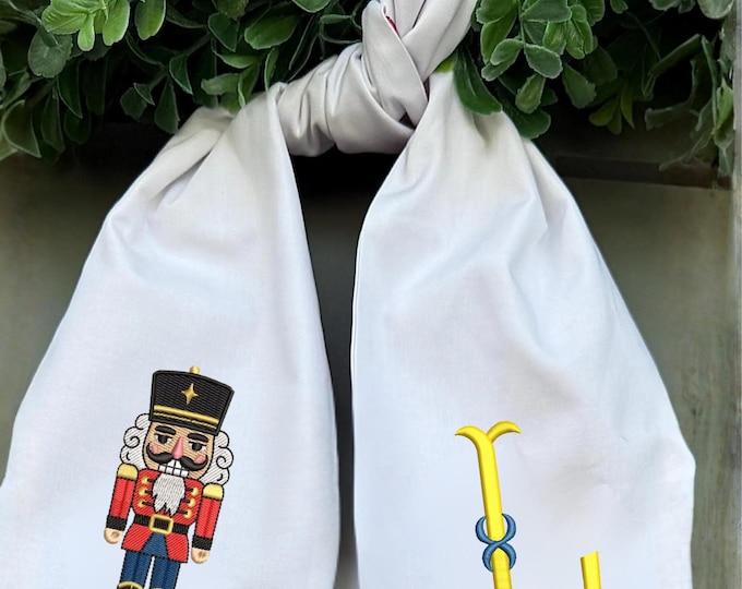 Embroidered Nutcracker With Custom Monogram Christmas Wreath Sash, 1 ...