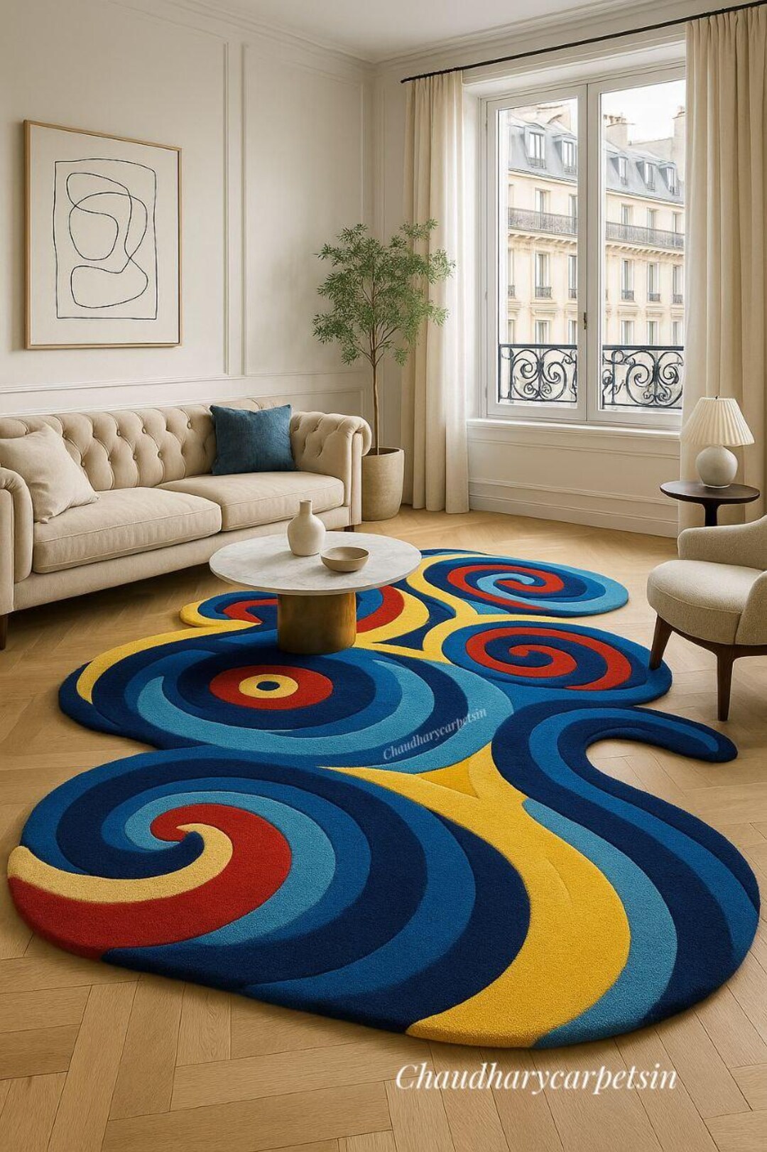 Boho Wavy Bolb Rug: Colorful Abstract Tufted Carpet - Etsy