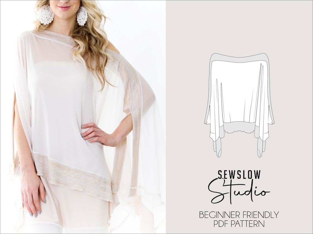 Poncho Sewing Pattern FREE SIZE Easy Beginner-friendly Sewing Pattern ...