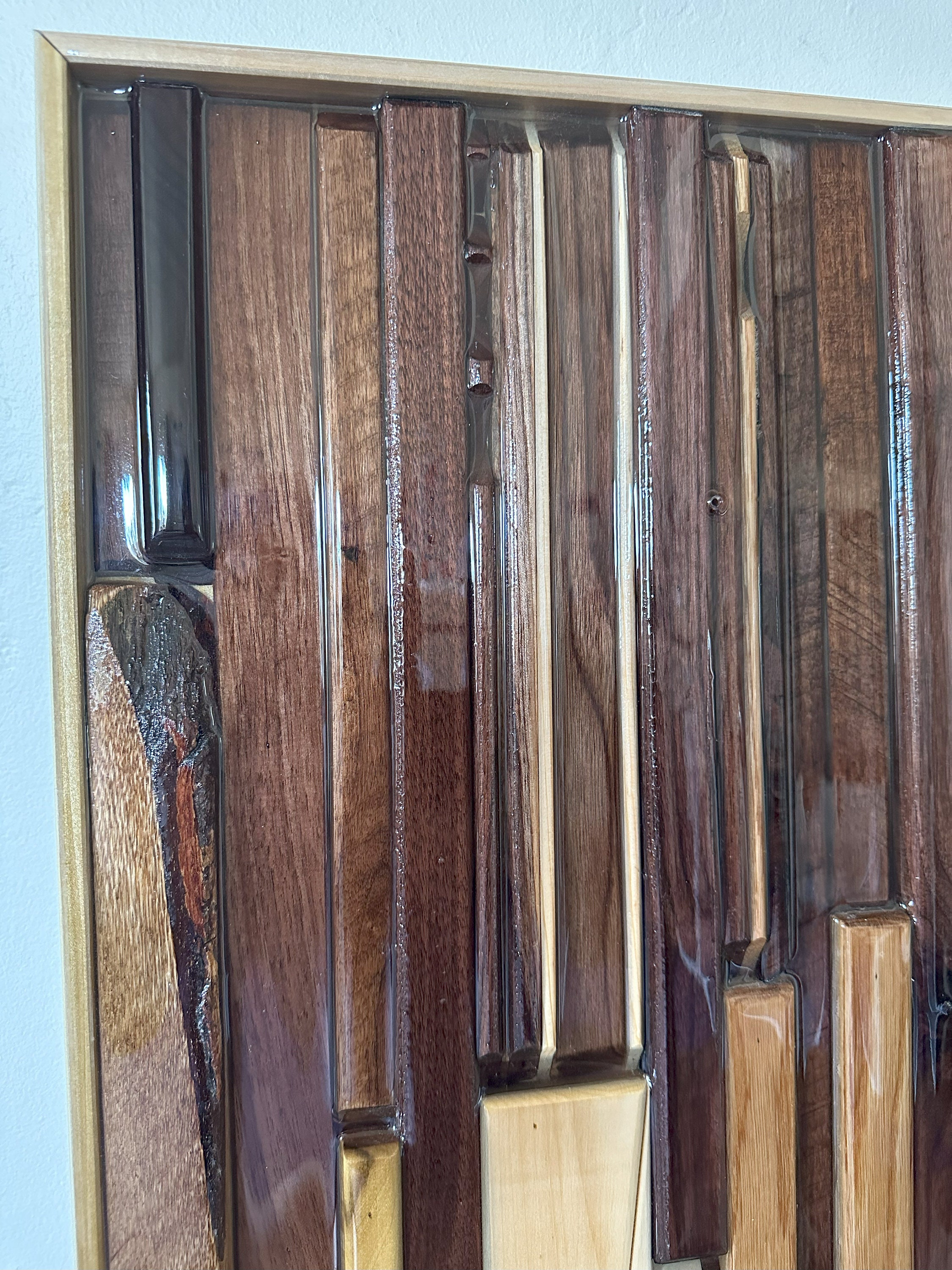 Wood Mosaic Wall Art - Reclaimed Wood, Epoxy - 24"x36" Poster - New ...