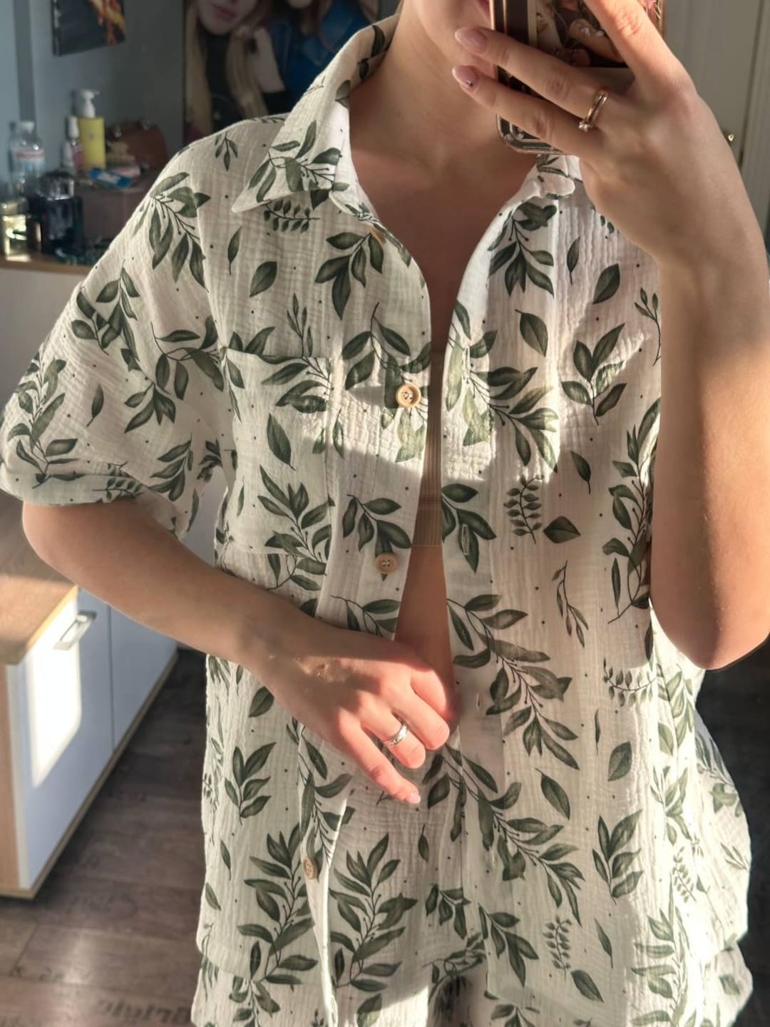 Cotton Sleepwear Set Lift Print Muslin Pajama Crinkle Cotton Pajamas ...