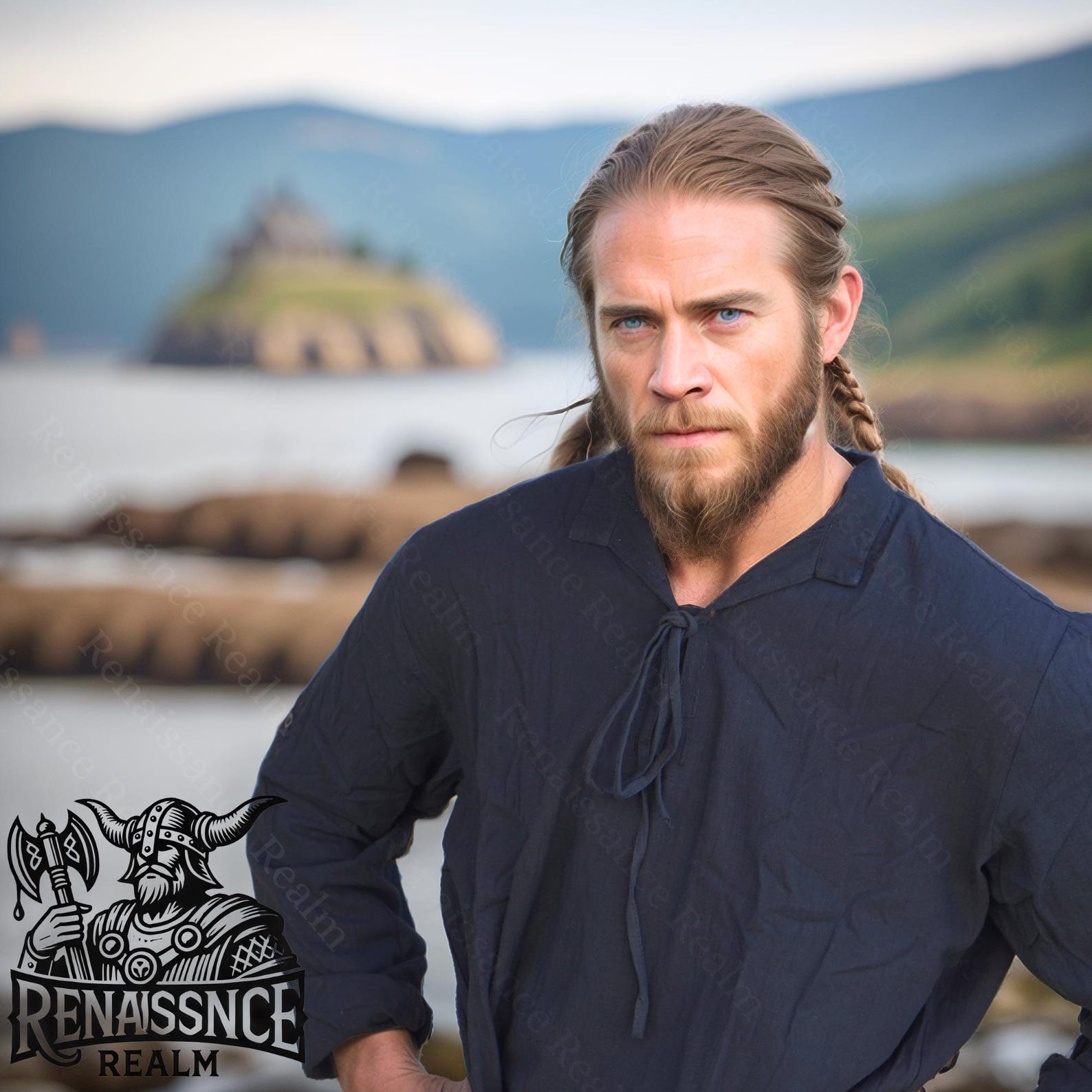 Ren Faire Black LARP Tunic Shirt - Medieval Viking Tunic, Pirate Shirt ...