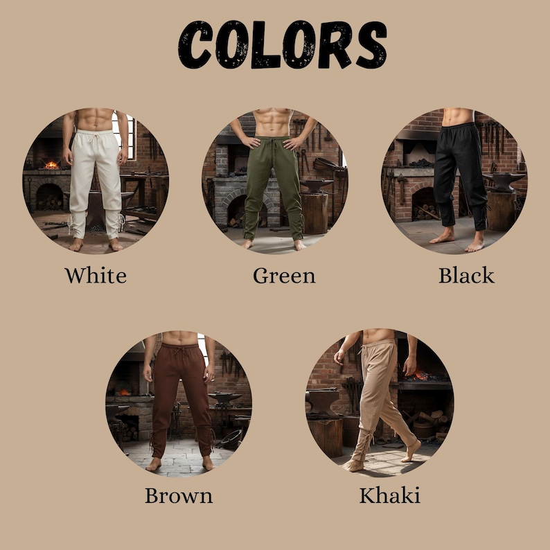 Medieval LARP Linen Cotton Pants | Renaissance Trousers for Men With ...