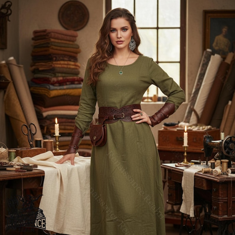 Medieval Renaissance Viking Dress Long Sleeve LARP Tunic Historical ...