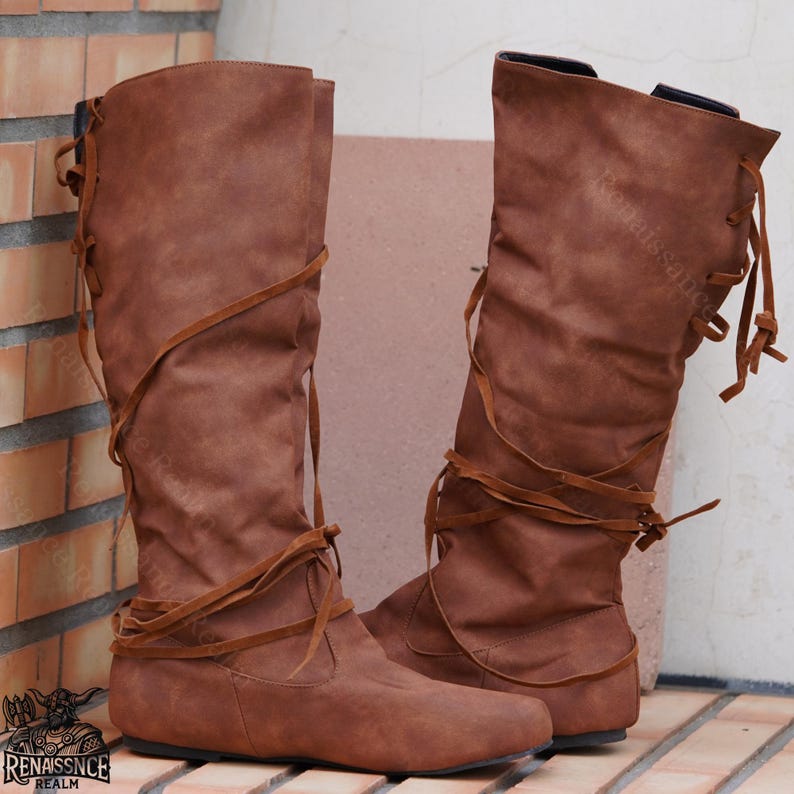 Faux Leather Renaissance Boots: Brown Medieval LARP Pirate Costume - Etsy