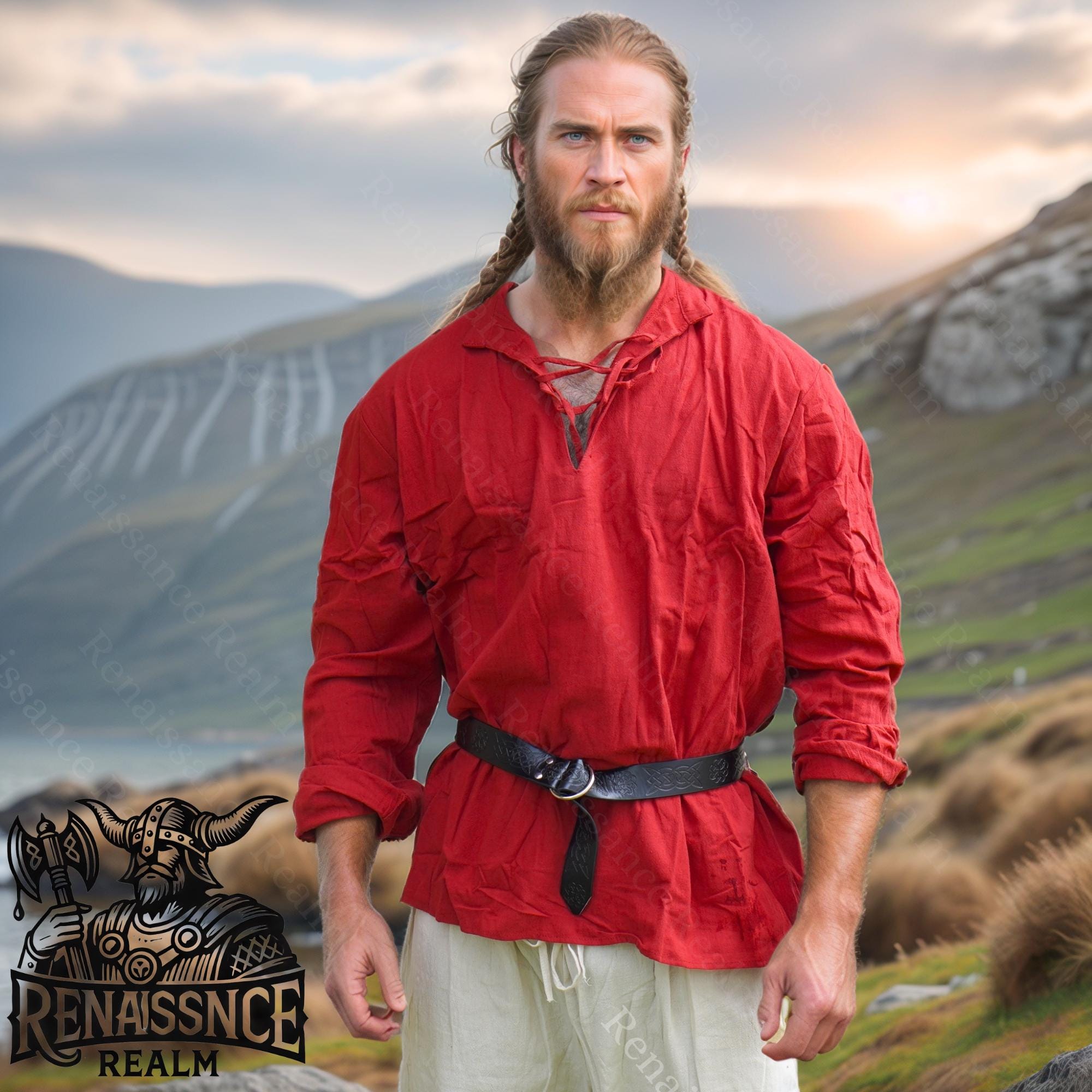 Ren Faire Black LARP Tunic Shirt - Medieval Viking Tunic, Pirate Shirt ...