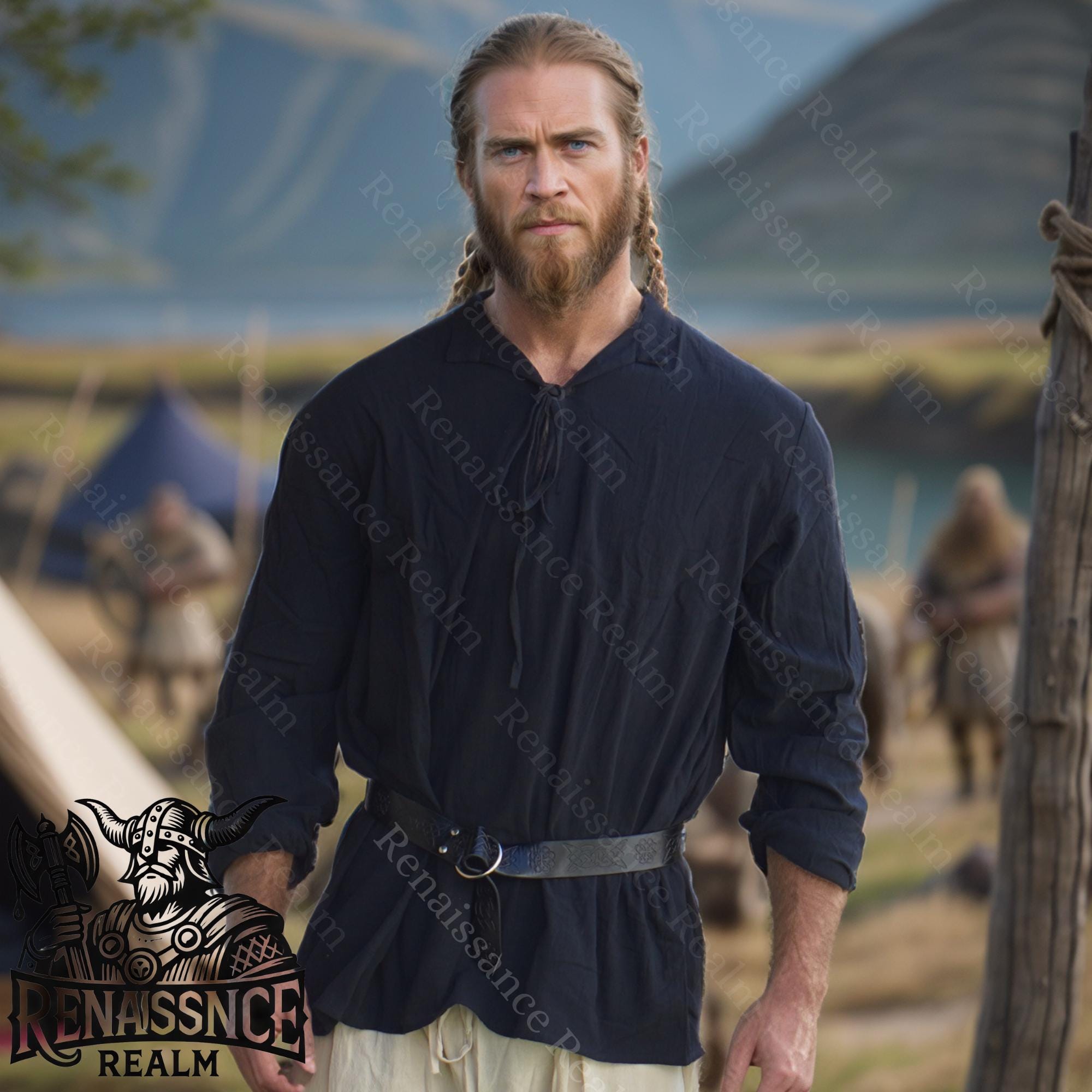 Ren Faire Black LARP Tunic Shirt - Medieval Viking Tunic, Pirate Shirt ...