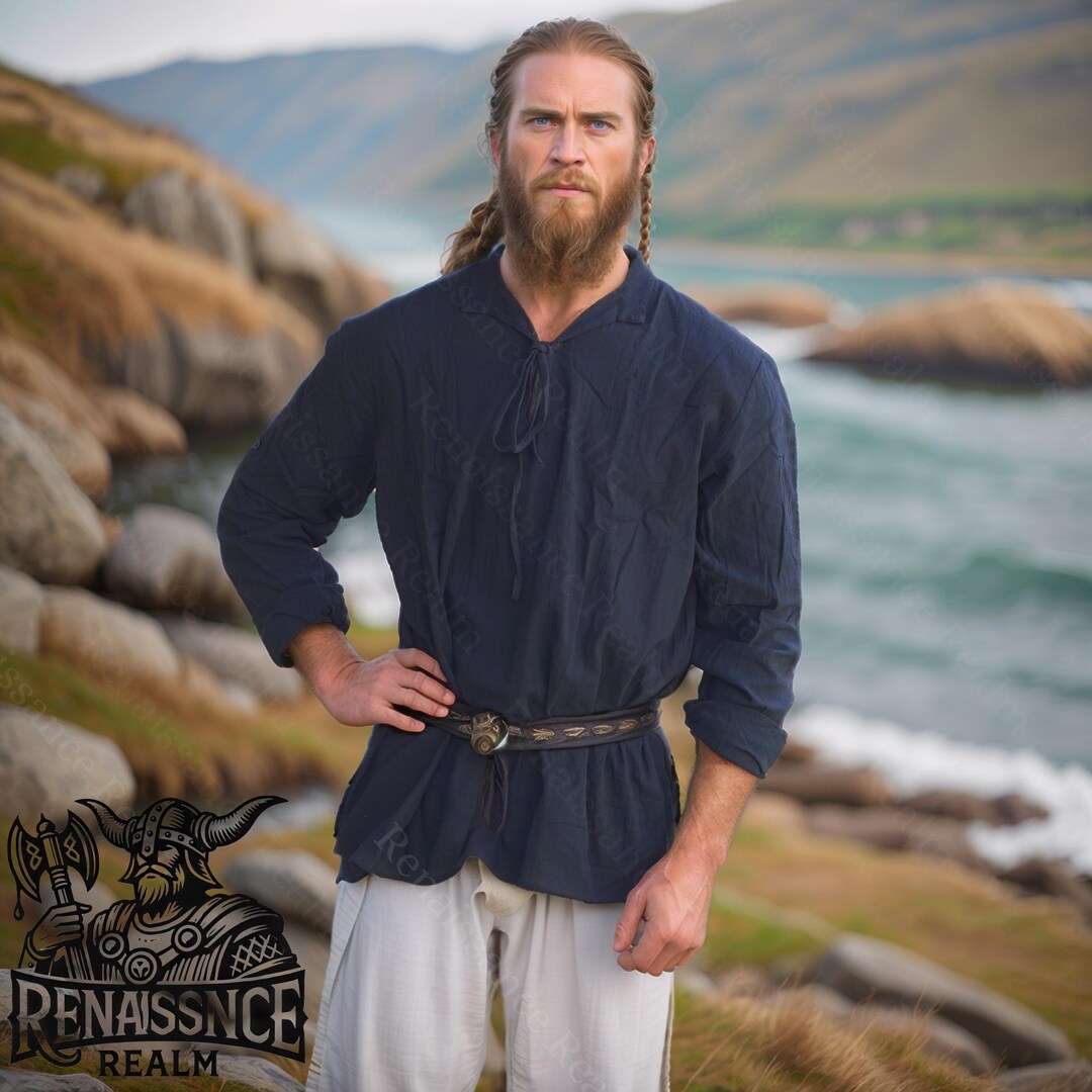 Ren Faire Black LARP Tunic Shirt - Medieval Viking Tunic, Pirate Shirt ...