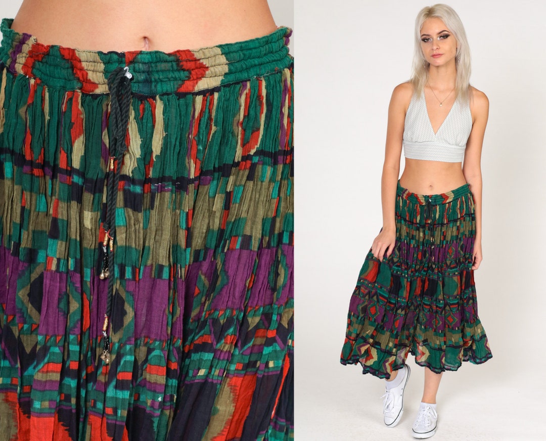 Geometric Broomstick Skirt Hippie Striped Boho Skirt 00s Midi - Etsy
