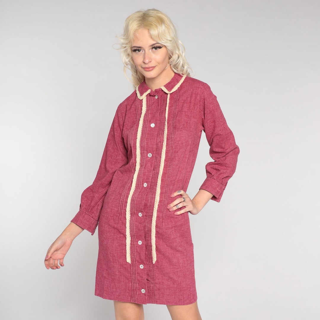 1960s Mod Dress TUXEDO Lace Dress Burgundy Mod Mini Shift 60s Shirtdress Vintage Twiggy Dolly ...