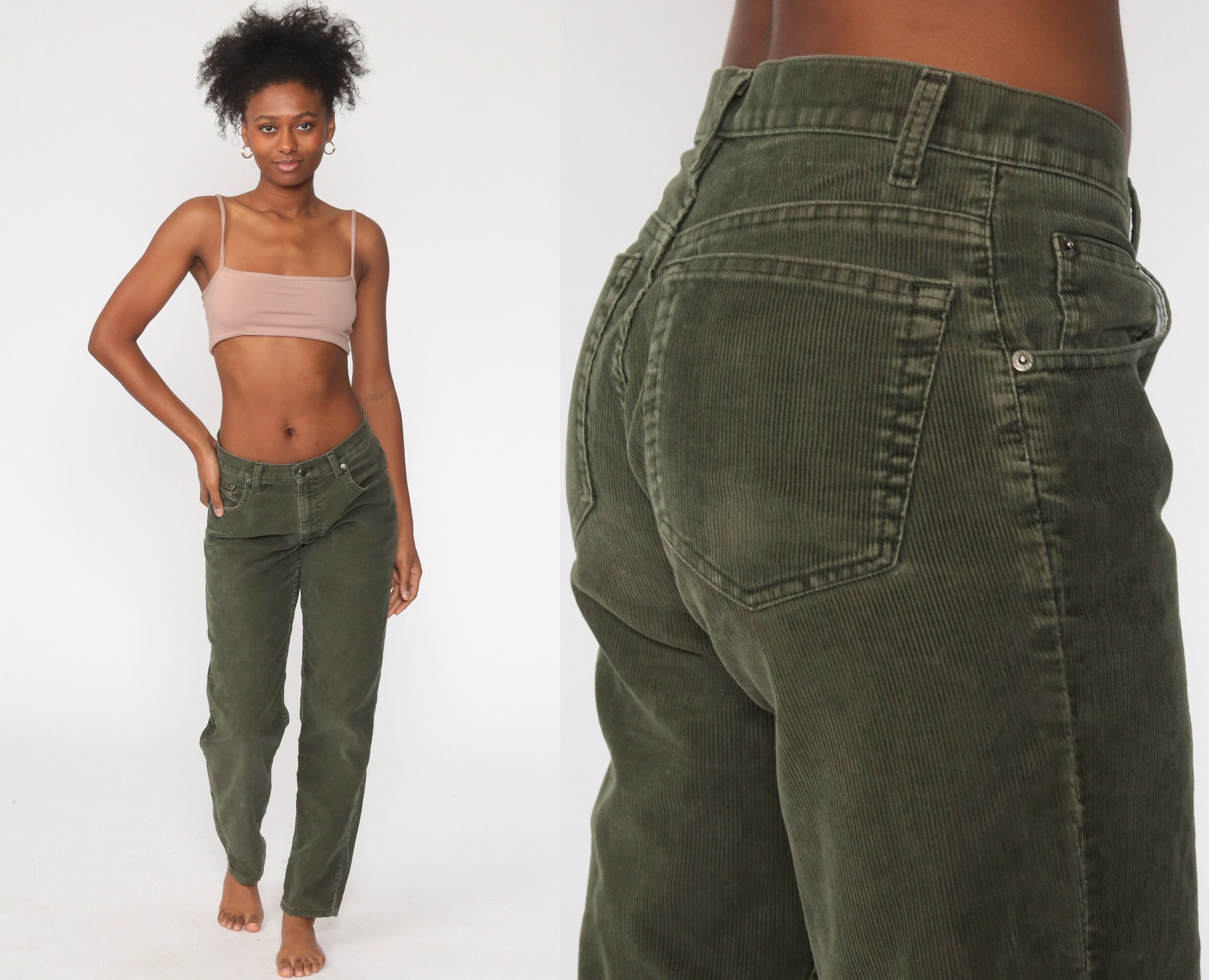 relaxed-corduroy-pants-90s-trousers-green-mom-pants-1990s-tapered-mid