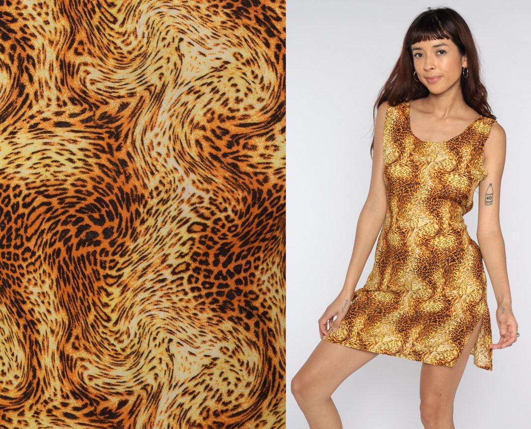 Leopard Print Dress Y2k Animal Print Mini Dress Shift Vintage Tank ...