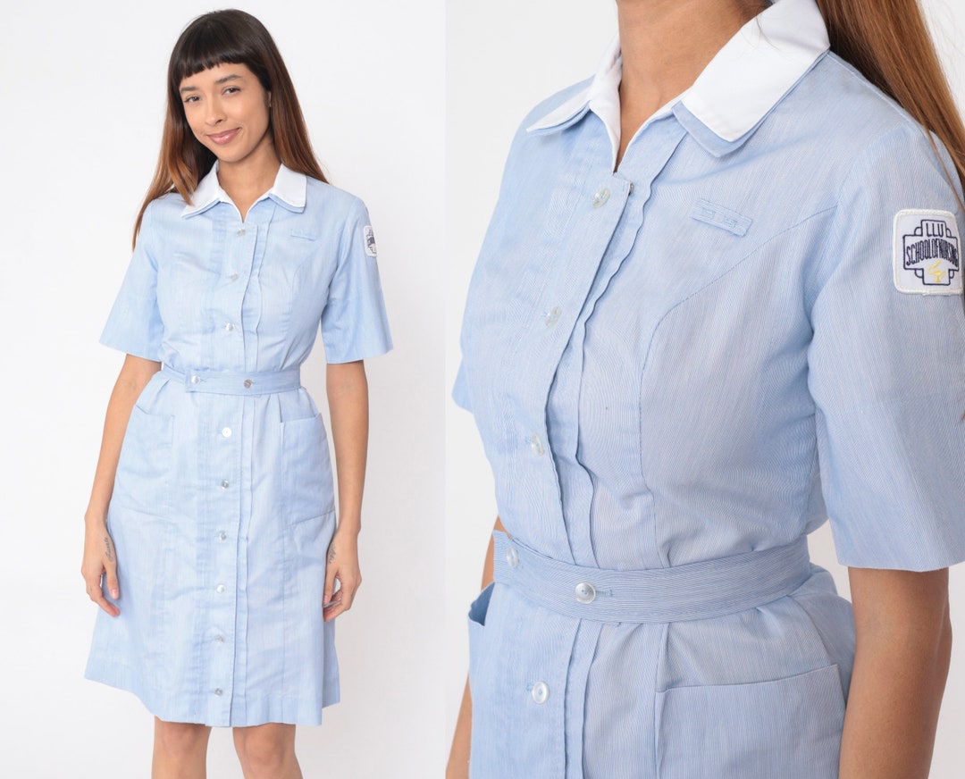 80s Nurse Uniform Dress Blue Candy Striper Outfit Loma Linda University ...