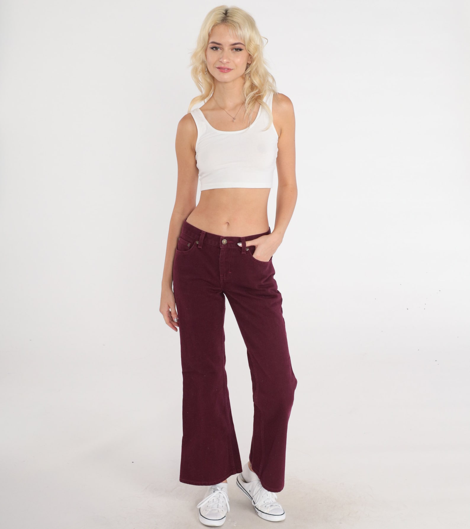 90s Flared Jeans Burgundy Jeans Bell Bottoms Jeans Low Rise Waist Denim ...