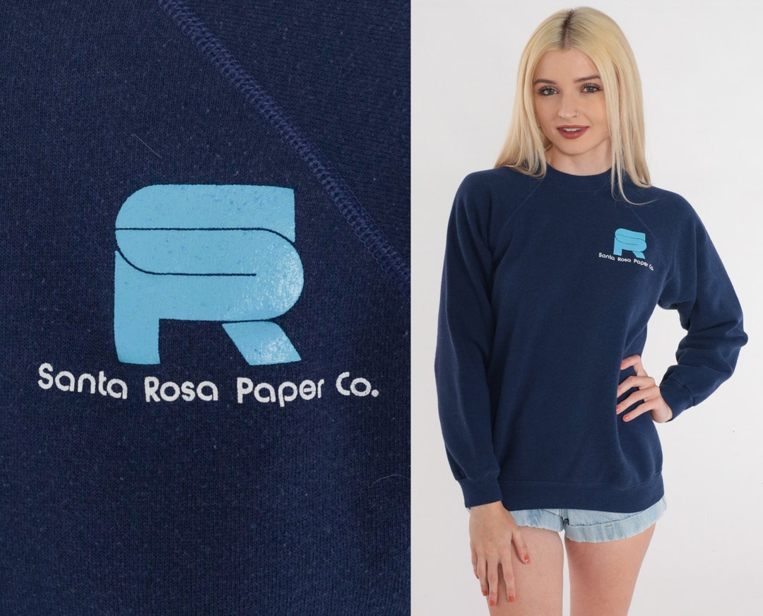 Navy Blue Sweatshirt 90s Santa Rosa Paper Co Shirt Pullover Crewneck ...