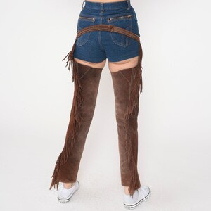 Brown Suede Chaps 70s Fringe Leather Pants Vintage Assless Chaps Cowboy ...
