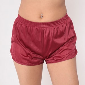 80s Gym Shorts Raspberry Red Dolphin Style High Elastic Waisted Jogging ...