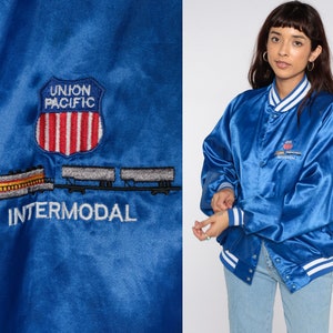 Union Pacific Railway Jacket Blue Train Baseball Jacket 80s Satin ...