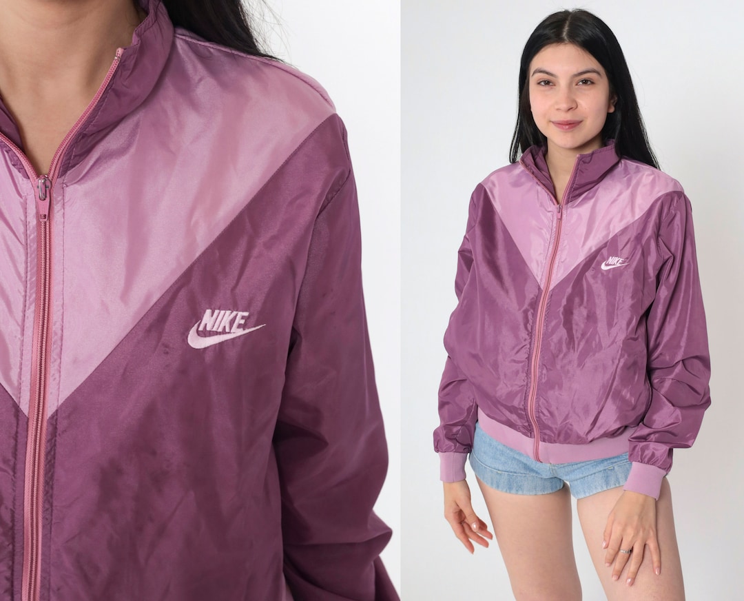 Purple Nike Windbreaker Jacket 90s Tonal Color Block Chevron Nylon ...