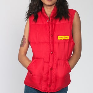 Red Winter Vest New Holland Sleeveless Jacket Ski Vest Puffer Vest 70s ...