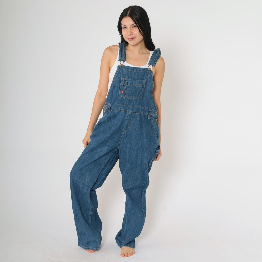 Dickies Overalls Utility Hammer Loop Blue Denim Bib Overall Pants ...
