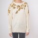 Cream Sequin Sweater 80s Beaded Silk Angora Wool Sweater Gold Leaf Slouchy Pullover Jumper ...