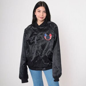 Satin Uniform Jacket 90s AFL-CIO Iron Workers Union Jacket Black Bomber ...