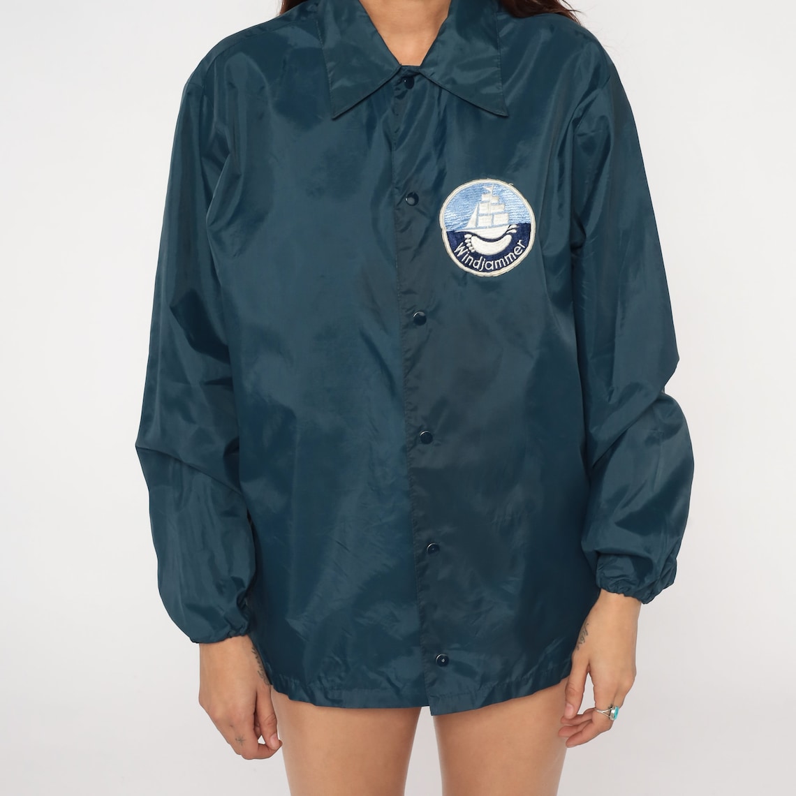 Windjammer Jacket 70s 80s Windbreaker Sailboat Patch Uniform Jacket ...