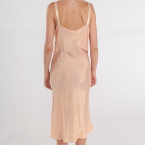 40s Slip Dress Peach Lingerie Nightgown Midi Dress Basque Waist ...