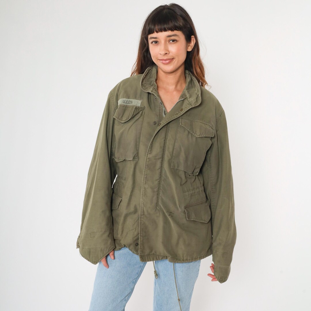 Vintage US Army Field Jacket Olive Green Military Coat Distressed 60s ...