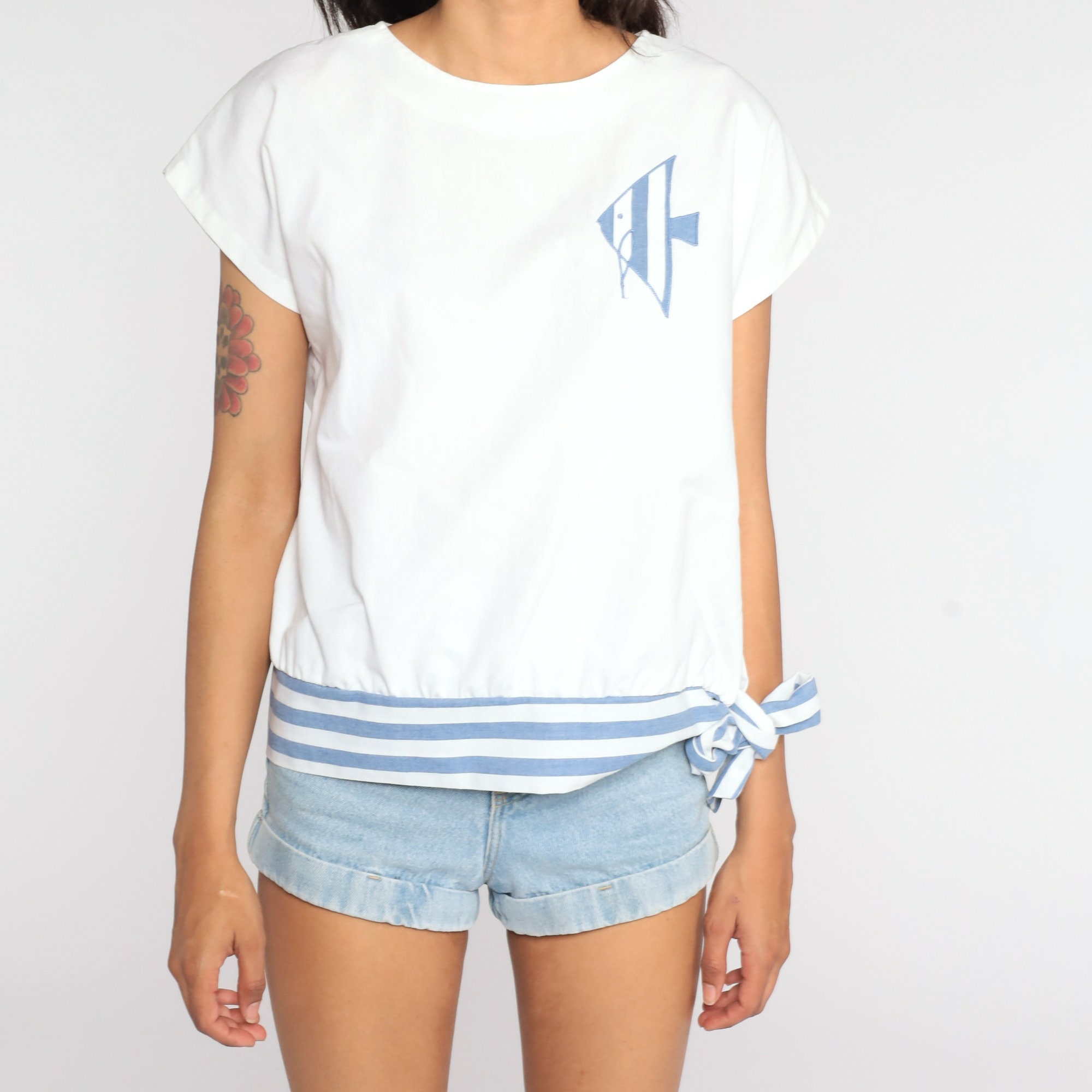 Fish Shirt Tropical Tshirt 80s Fish Top Graphic Blouse White - Etsy Sweden