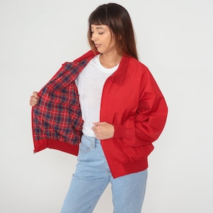 Red Windbreaker Jacket 90s Zip up Bomber Jacket Plain Simple Basic ...
