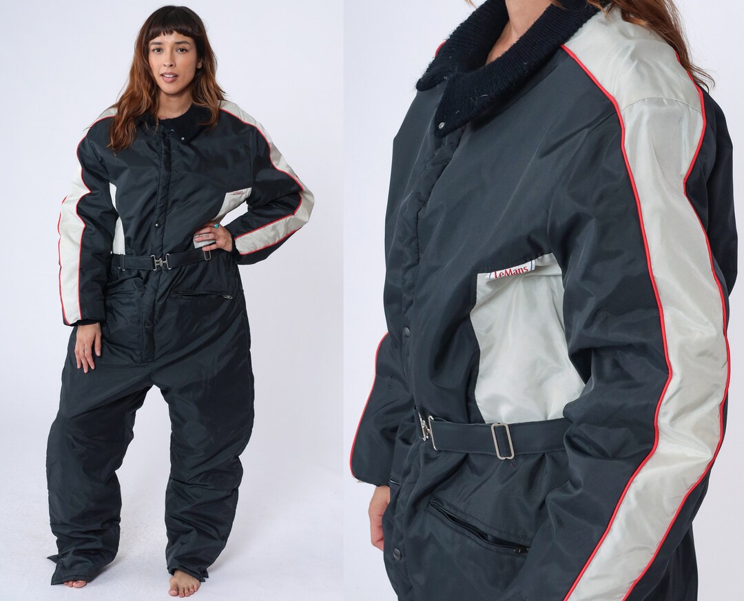 80s Snowsuit Men's Black Ski Suit One Piece Snowsuit Retro - Etsy