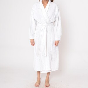 White Terry Cloth Robe 80s Pastel Striped Dressing Gown Midi Pajama ...
