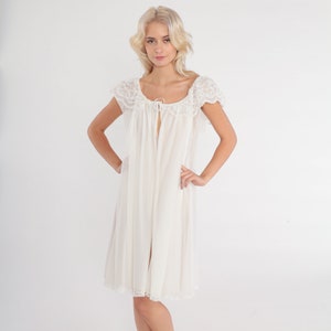 White Lace Robe 80s Lingerie Jacket Short Mini House Coat Flutter ...