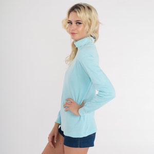 Baby Blue Turtleneck Shirt 80s Skyr Long Sleeve Shirt Pullover Top ...