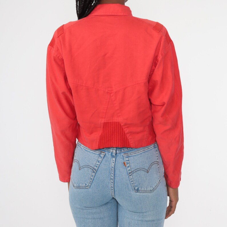 Bright Red Jacket 90s Cropped Jacket Button up Shirt Cargo - Etsy