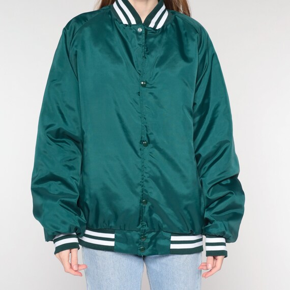 Vintage Bomber Jacket 80s Bowling Uniform Jacket Pine… - Gem