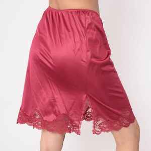 Raspberry Slip Skirt 70s Lingerie Skirt LACE Slip Midi Front Slit Pinup ...
