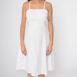 80s Sun Dress White Spaghetti Strap Sundress Midi Boho Vintage Summer ...