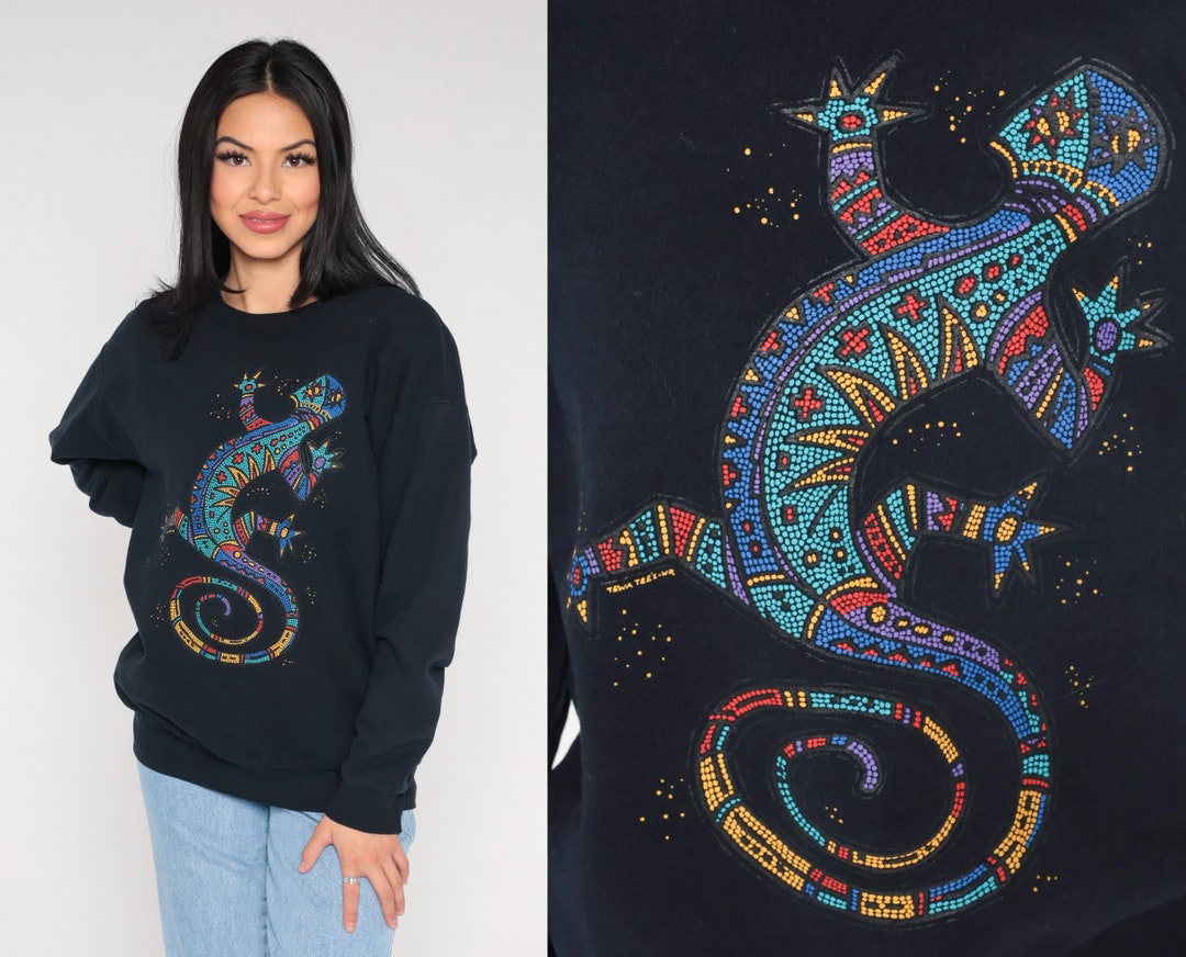 00s Tewa Tees Sweatshirt Y2k Vintage Gecko Lizard Sweatshirt Graphic ...