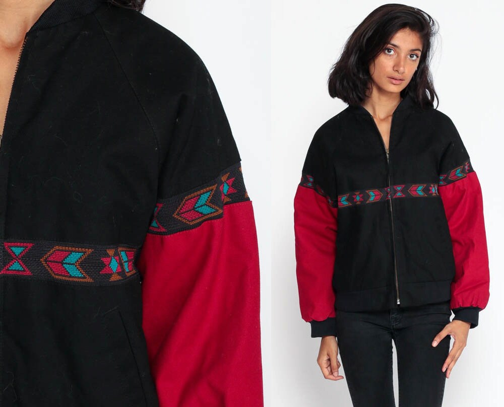 VINTAGE Red and Black Aztec Jacket - munimoro.gob.pe