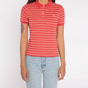 Striped Shirt Polo 80s 90s Red Horse Crest Collared T Shirt 1990s ...