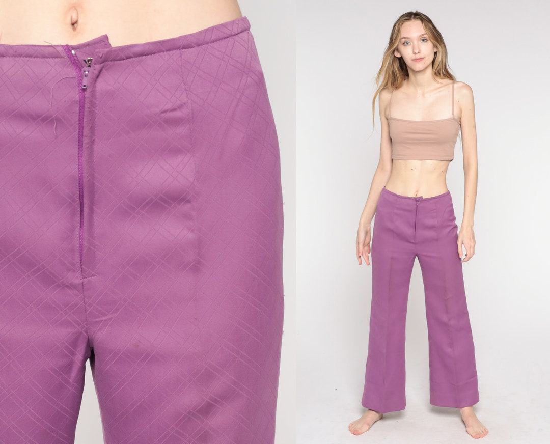 Purple Bell Bottoms Pants 70s Boho Hippie Bellbottom Wide Leg - Etsy