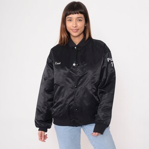 AMVETS Bomber Jacket 90s Black Satin Jacket Carol Retro Uniform Buffalo ...