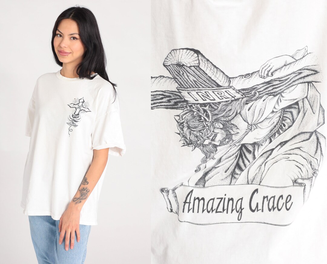 Vintage Jesus Shirt 90s Amazing Grace Tshirt Christian Cross T Shirt ...